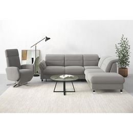 Sit & More SIT&MORE Ecksofa »Grenoble L-Form mit Federkern« wahlweise mit Bettfunktion, Bettkasten, Arm- und Kopfteilverstellung grau