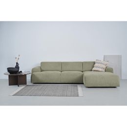 Andas Ecksofa »Linkka, Breite 301 cm« L-Form, in einem weichen Chenille-Stoff, mit Wellenunterfederung green