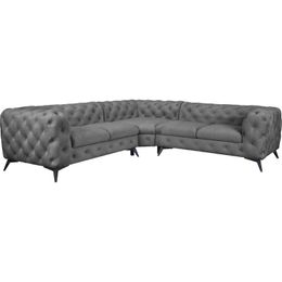 LEONIQUE Chesterfield-Sofa »Ecksofa GLYNIS L-Form mit Wellenunterfederung, Maße B/T/H 264/264/75cm« aufwändige Knopfheftung, moderne Chesterfield...
