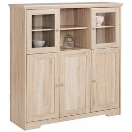 Home Affaire Highboard »Nanna« Vitrine in Eichen-Optik, Breite 118 cm sonomaeiche FSC -zertifizierter Holzwerkstoff