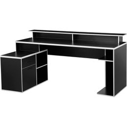 Inosign Gamingtisch »Game, Computertisch, Eckschreibtisch«, Towerfach, Kabeldurchlass, Monitoraufsatz, Stauraum, Maße 180x102 cm schwarz + schwarz...