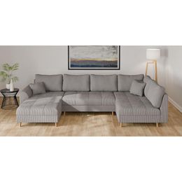 Home Affaire Wohnlandschaft &raquo;CHARRE U-Form mit Ottomane, Ma&szlig;e B/T/H: 310/161/81 cm&laquo; feine Steppung, lose R&uuml;cken- und Zierkissen, auch in Cord und 