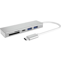 ICY BOX Computer-Adapter »USB Type-C Hub mit 3 USB 3.0 Anschlüssen und Multi-Kartenleser« silberfarben Unterstützt HC-I und XC-I Standards bis zu 2 TB