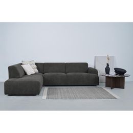Andas Ecksofa »Linkka, Breite 282 cm« L-Form, in einem weichen Chenille-Stoff, mit Wellenunterfederung onyx