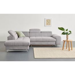 COTTA Ecksofa &raquo;Chef L-Form&laquo; mit Kopfteilverstellung, edle Metallkufen, wahlweise mit Bettfunktion grau Luxus-Microfaser (100% Polyester);Kunstleder 