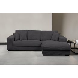 WERK2 Ecksofa »Eden modern und zeitlos, geschmackvolles Sofa, Breite 286cm, L-Form« Design Ecksofa in Cord mit besonders weichem Sitzkomfort Anthrazit