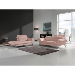Egoitaliano Polstergarnitur »Sueli« Set, bestehend aus Sofa und Recamiere, Kopfteilverstellung, Bezug Leder millenium rose +