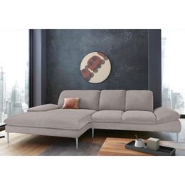 W.Schillig Ecksofa &raquo;enjoy&MORE, Designsofa, elegant und bequem, L-Form&laquo; mit Sitztiefenverstellung, F&uuml;&szlig;e silber matt, Breite 310 cm grau Chenille-