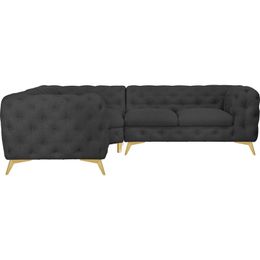 LEONIQUE Chesterfield-Sofa »Ecksofa GLYNIS L-Form mit Wellenunterfederung, Maße B/T/H 264/204/75cm« aufwändige Knopfheftung, moderne Chesterfield...