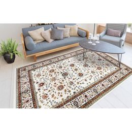 Lalee Teppich &raquo;Classic 701&laquo; rechteckig 11 mm H&ouml;he Kurzflor, Orient-Optik, mit Fransen, Wohnzimmer creme Obermaterial: 100% Polyester B : 240 cm 1...