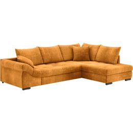 Ecksofa &raquo;Allegro, L-Form&laquo; mit Hochschl&auml;fer-Bettauszug, wahlweise mit Kaltschaum orange Dolce (100% Polyester)
