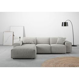 Andas Ecksofa »Glimminge L-Form auch in Breitcord, Feincord + Easy care-Bezug, « Breite 264, Zierkissen silber