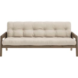Karup Design Schlafsofa Mit Holzstruktur, inkl. Futonmatratze, Liegefl&auml;che 130x190 cm beige 80% Baumwolle + 20% polyester