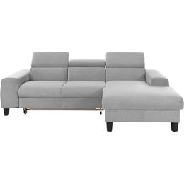 COTTA Ecksofa »Morven L-Form mit Kopfteilverstellung« wahlweise mit Bettfunktion, Bettkasten & Wireless-Charger light grey