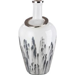 Gilde Bodenvase »Statuario« durchgefärbtes Glas, mit Metallring grau-weiß