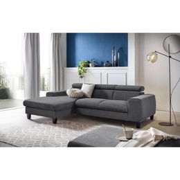 COTTA Ecksofa &raquo;Morven L-Form mit Kopfteilverstellung&laquo; wahlweise mit Bettfunktion, Bettkasten & Wireless-Charger grau Microfaser PRIMABELLE (100% 