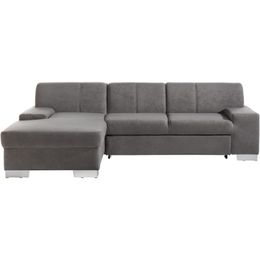 DOMO collection Ecksofa »Star, zeitlose Formensprache, elegante Optik, L-Form« wahlweise mit Bettfunktion grau