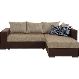 Collection AB Ecksofa »John L-Form« mit Bettfunktion, wahlweise mit Federkern dunkelbraun/cappuccino