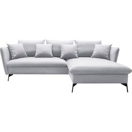 Andas Ecksofa »LIVORNO, 258 cm, L-Form, « Schlaffunktion u. Bettkasten (139/224cm), Samt, Struktur, Webstoff Hellgrau 0