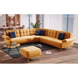 Sit & More sit&more Ecksofa &raquo;Orient 1 L-Form&laquo; inkl. 4 Zierkissen mit Strass-Stein, goldfarbene Metallf&uuml;&szlig;e gold 100% Polyester