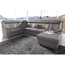 Sit & More sit&more Wohnlandschaft &raquo;Basel U-Form&laquo; wahlweise mit Relaxfunktion grau Luxus-Microfaser Altara Nubuck (100% Polyester);Kunstleder SOFTLUX ;NaturLEDER