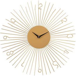 LEONIQUE Wanduhr &raquo;- Gold -&laquo; gold, rund, &Oslash; 45, 5 cm, aus Metall, Sonne, ideal im Wohnzimmer goldfarben