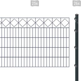 Arvotec Doppelstabmattenzaun &raquo;ESSENTIAL 100 zum Einbetonieren "Karo" mit Zierleiste&laquo; Zaunh&ouml;he 100 cm, Zaunl&auml;nge 2 - 60 m grau Kunststoff, Stahl