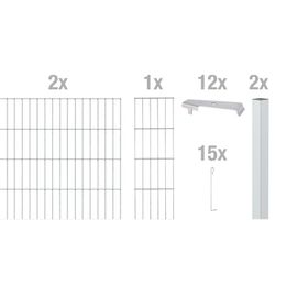 Alberts Gabionenzaun &raquo;Cluster-Gabionen Anbauset&laquo; feuerverzinkt, 2 m breit, versch. H&ouml;hen silber