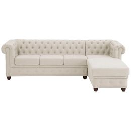 Home Affaire Chesterfield-Sofa »New Castle L-Form« hochwertige Knopfheftung in Chesterfield-Design, B/T/H: 255(171/72) beige