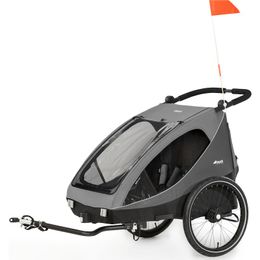 hauck Fahrradkinderanhänger »2in1 Bike Trailer und Buggy Dryk Duo, grau« für 2 Kinder; inklusive Deichsel grau