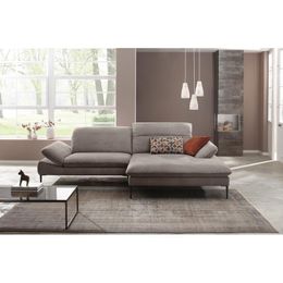 W.Schillig Ecksofa &raquo;enjoy&MORE, Designsofa, elegant und bequem, L-Form&laquo; Sitztiefenverstellung, F&uuml;&szlig;e schwarz pulverbeschichtet, Breite 294 cm grau 