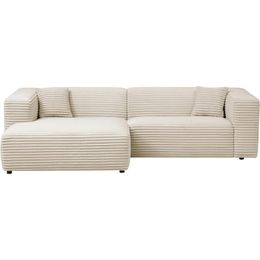 Andas Polsterecke »BAKELS, Ecksofa-Set mit Hocker, L-Form mit Schlaffunktion« Ecksofa-Set (incl. Hocker) im trendigen Megacord hellbeige