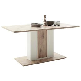MCA furniture S&auml;ulen-Esstisch &raquo;SANTERNO Esstisch mit Bodenplatte&laquo; Tisch, Soft White/Viking Oak, mit S&auml;ule, belastbar 50kg, Breite 160 cm Viking Oak...