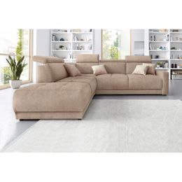 DOMO collection Ecksofa »Ava, moderne Sitzheftung mit toller Doppelnaht, komfortabel, L-Form« mit Ottomane, inkl. Federkern, wahlweise mit...