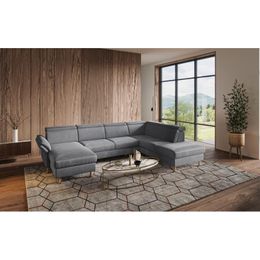 Home Affaire Wohnlandschaft &raquo;Calypso U-Form&laquo; wahlweise mit motorischer Relaxfunktion grau 100%Polyester
