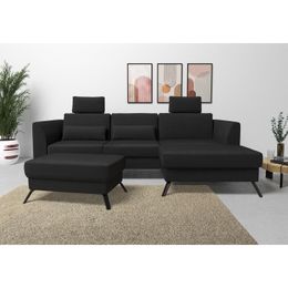 Sit & More SIT&MORE Ecksofa »Olsen L-Form« inklusive Sitztiefenverstellung, wahlweise mit Bettfunktion, 15cm hoch schwarz