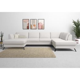 Sit & More SIT&MORE Wohnlandschaft »Olsen U-Form« inklusive Sitztiefenverstellung, wahlweise mit Bettfunktion, 15cm hoch silber