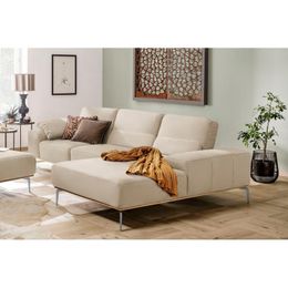 W.Schillig Ecksofa &raquo;run, Designsofa mit tollem Sitzkomfort, bequem, L-Form&laquo; mit elegantem Holzsockel, F&uuml;&szlig;e in Chrom gl&auml;nzend, Breite 319 cm beige 