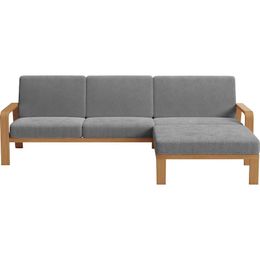 Sit & More SIT&MORE Ecksofa »Kolding L-Form« Armlehnen aus eichefarbigem Buchenholz, verschiedene Bezüge und Farben grey