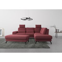 Sit & More SIT&MORE Ecksofa »Cinturo L-Form« inklusive Sitztiefenverstellung und Federkern, Sitzhöhe 45 cm bordeaux