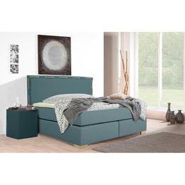 Home Affaire Boxspringbett &raquo;&raquo;Marlou&laquo;&laquo; inkl. Topper, 3 Breiten, 3 H&auml;rtegrad-Ausf&uuml;hrungen blau Struktur fein (100% Polyester)