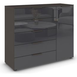 Rauch Schubkastenkommode &raquo;Kommode T&uuml;rkommode Sideboard Kombikommode FLIPP mit Glasfront&laquo; Breite 120 cm mit 2 Einlegeb&ouml;den, 1-t&uuml;rig mit 5 Schubladen 