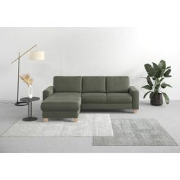 Home Affaire Ecksofa »Summer L-Form« mit Recamiere, mit oder ohne Bettfunktion und Bettkasten, Cord-Bezug olive