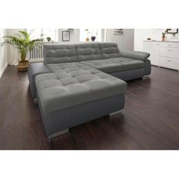 Sit & More SIT&MORE Ecksofa »Ontario L-Form« XXL, wahlweise mit Bettfunktion schwarz/steingrau