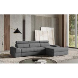 Sit & More SIT&MORE Ecksofa »Broadway L-Form« inklusive Kopfteilverstellung, wahlweise mit Bettfunktion grau