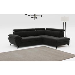 COTTA Ecksofa »Hudson L-Form« mit Kopfteilverstellung, wahlweise mit Bettfunktion & Bettkasten black 0