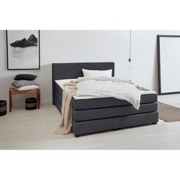 OTTO products Boxspringbett »Peetu« Taschenfederkern-Matratze, in 4 Breiten und 4 Farben, incl. Topper schwarz