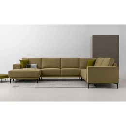 Places of Style Wohnlandschaft »XXL Sofa Oland, Struktur, Flachgewebe, Luxus-Microfaser, Boucle« U-Form, 342 cm, Wellenunterfederung,...