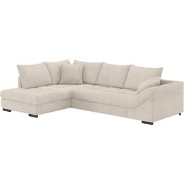 Ecksofa &raquo;Allegro, L-Form&laquo; mit Hochschl&auml;fer-Bettauszug, wahlweise mit Kaltschaum beige Stripes (92% Polyester / 8% Nylon)