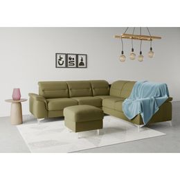 Sit & More SIT&MORE Ecksofa »Sinatra L-Form« optional mit Kopfteilverstellung und Armteilfunktion olive